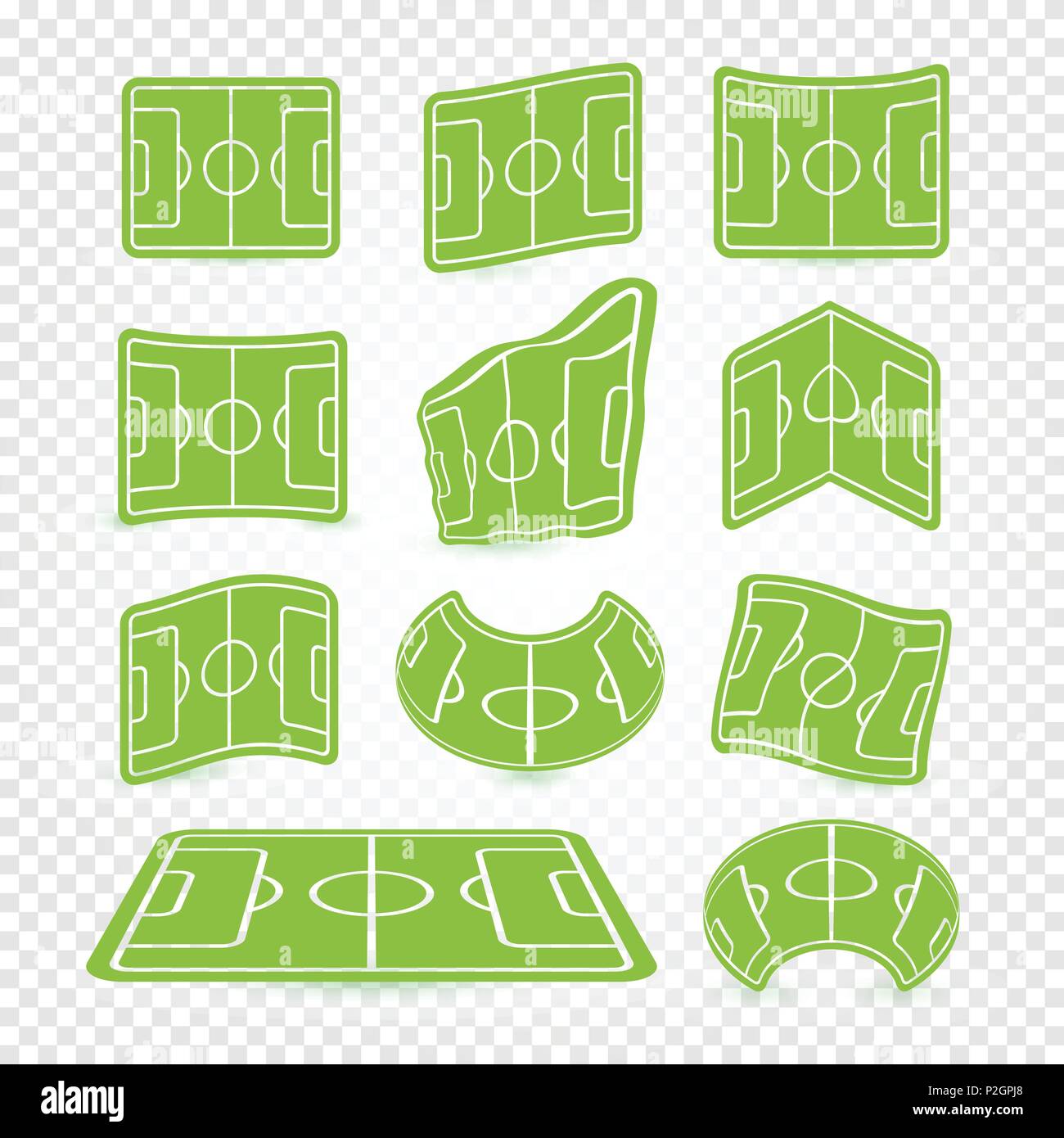 Soccer field marking logos set, empty stadium icons, green grass ...
