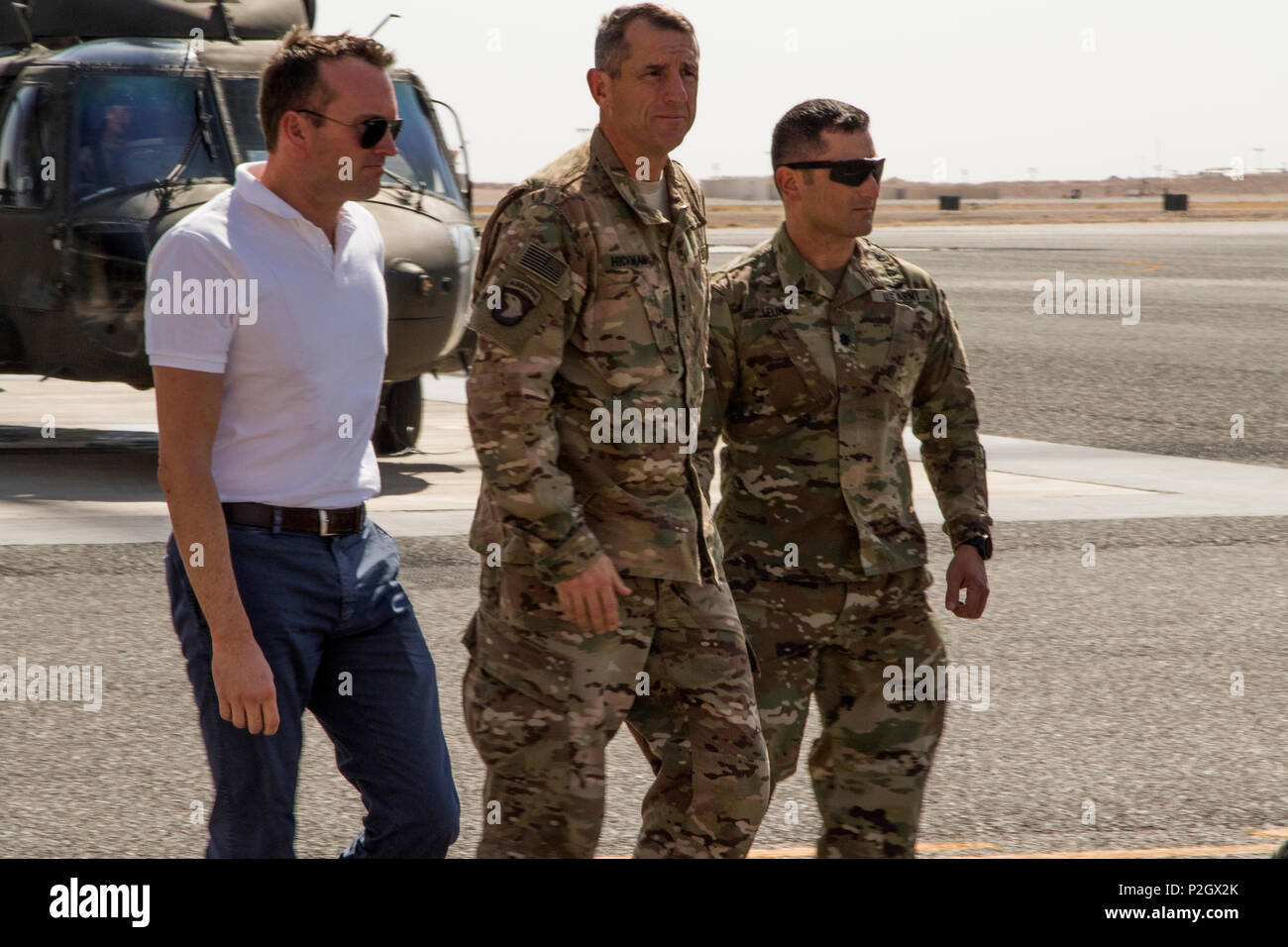U.S. Army Secretary Eric Fanning, from left, Maj. Gen. William Hickman ...
