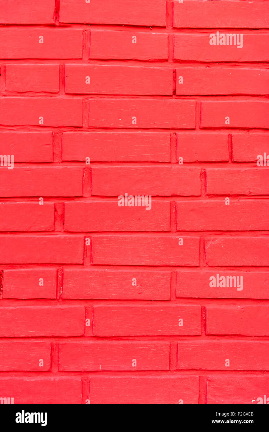 empty bright red brick wall background Stock Photo - Alamy