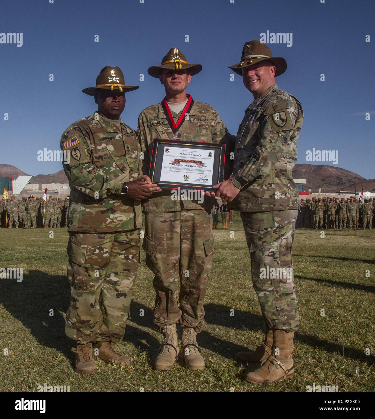 FORT IRWIN, Calif. – U.S. Army Sgt. Maj. Reginald Parham (left ...