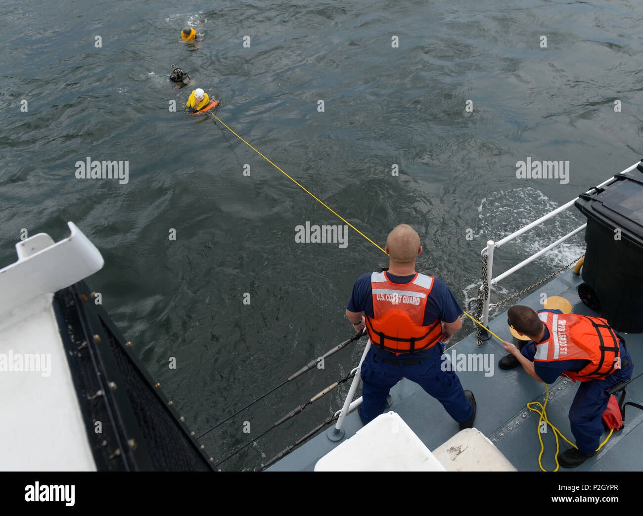 U.S. Coast Guard Cutter Steelhead, Port Aransas, Texas crew members use ...