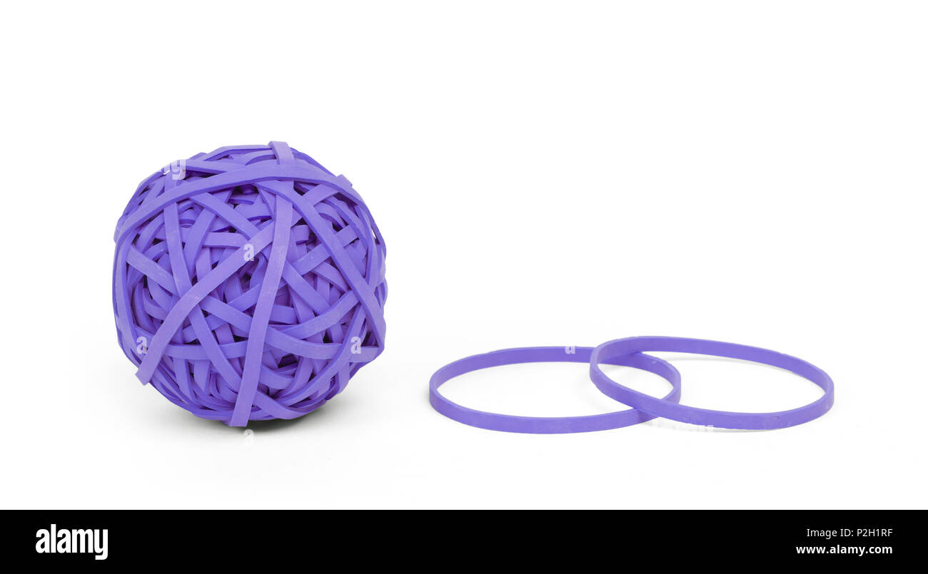 Rubber band ball, isolated on a white background Stock Photo - Alamy