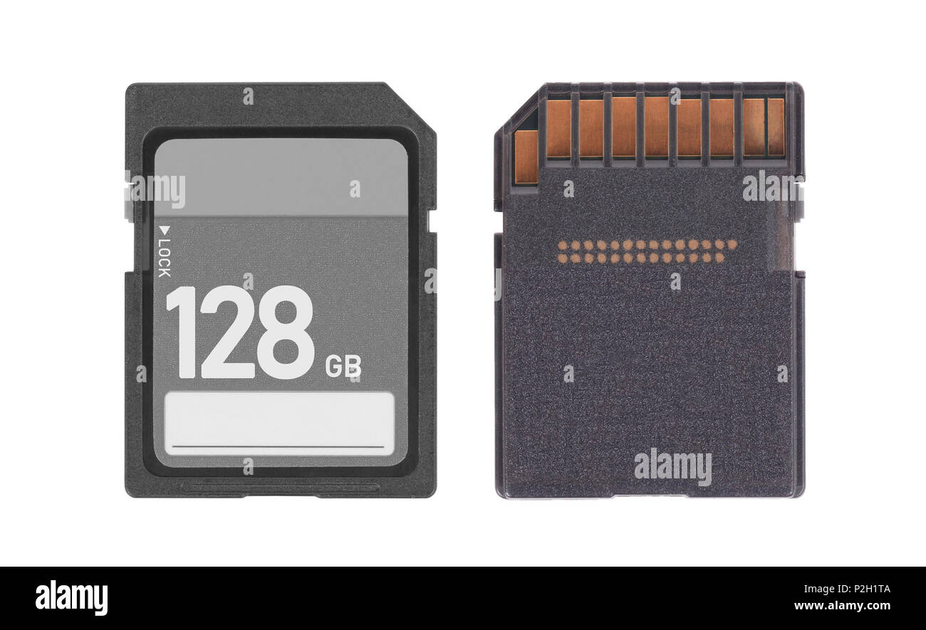 SD Memory card isolated on white background - 128 Gigabyte Stock Photo ...