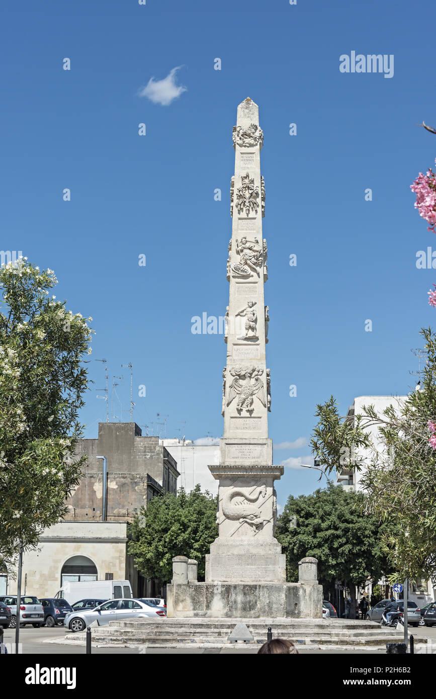 Italy Puglia Lecce Porta Napoli Obelisk Stock Photo - Alamy