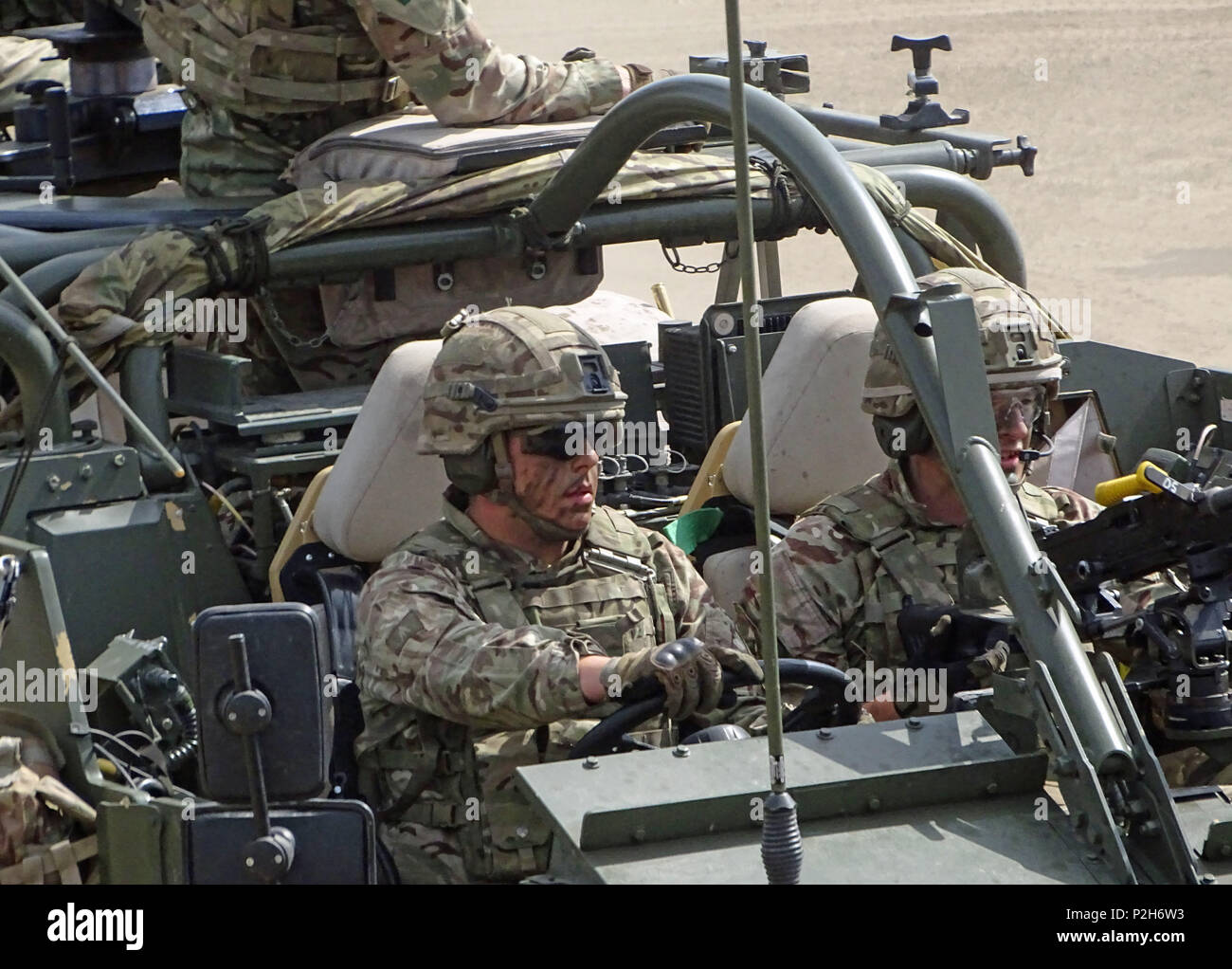 British soldiers from 1st The Queen's Dragoon Guards on a Jackal light ...
