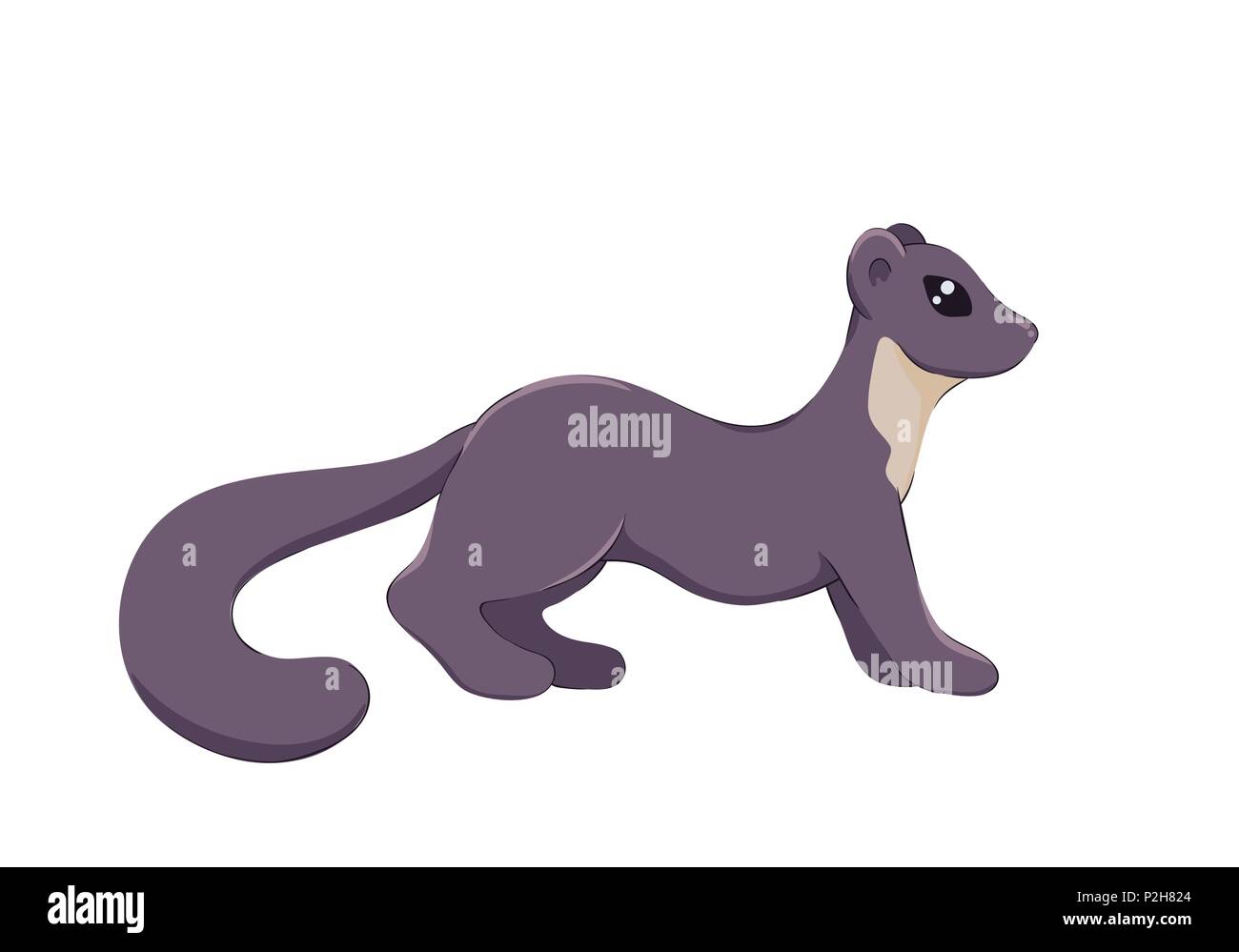 Vector illustration of a cute kawaii pine marten in cartoon korean or ...