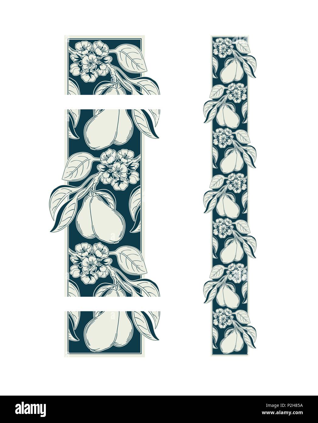 Vector illustration of seamless decorative ornamental border with pear ...