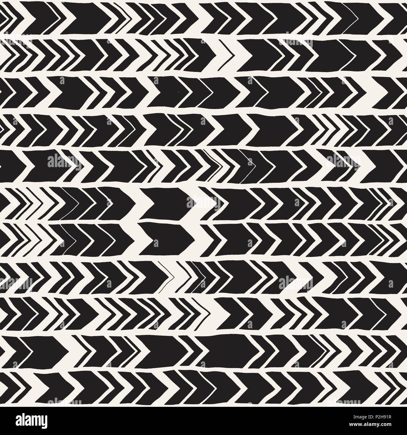 Seamless hand drawn style chevron pattern in black and white. Abstract ...