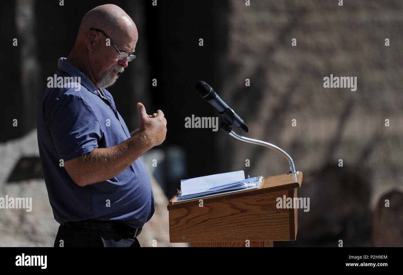 Senior Airman Michael Buras’s father, John Buras, gives his remarks ...