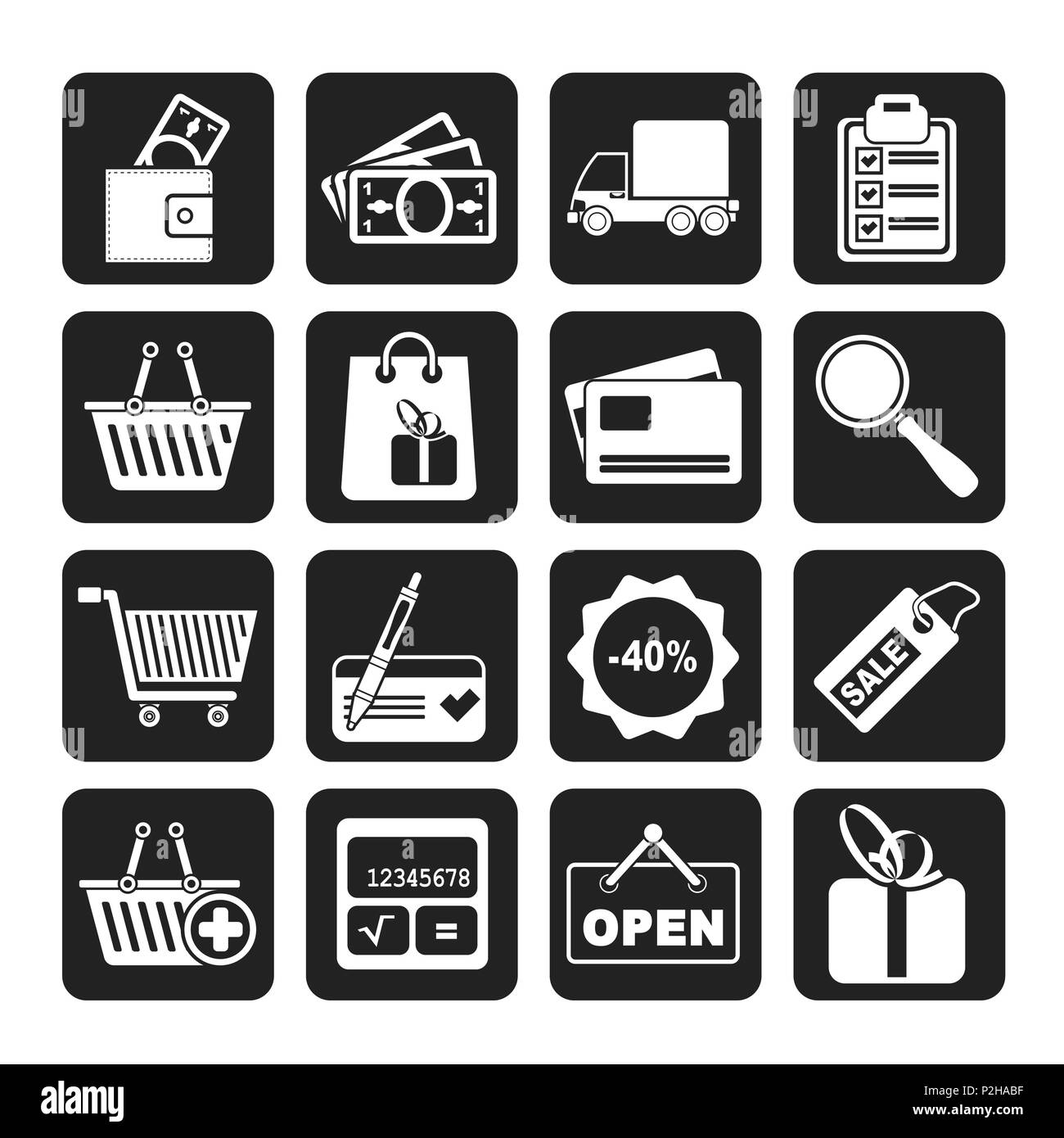 Silhouette Shopping and website icons - vector icon set Stock Vector ...