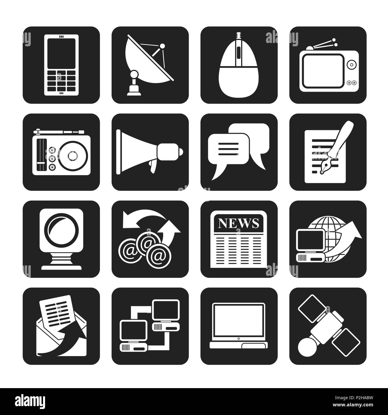 Silhouette Communication and Technology icons - Vector Icon Set Stock ...