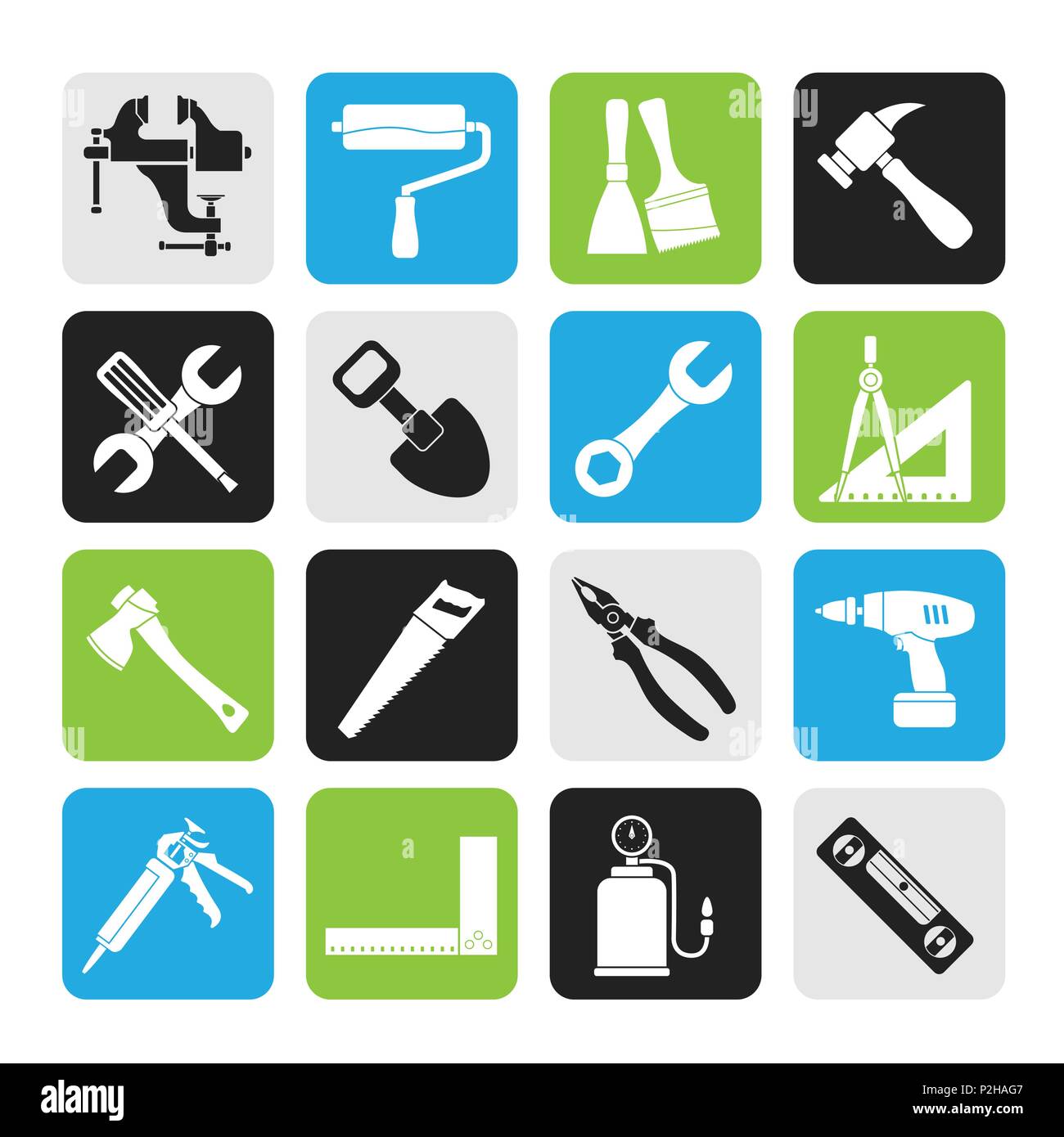 Silhouette Building and Construction work tool icons - vector icon set ...