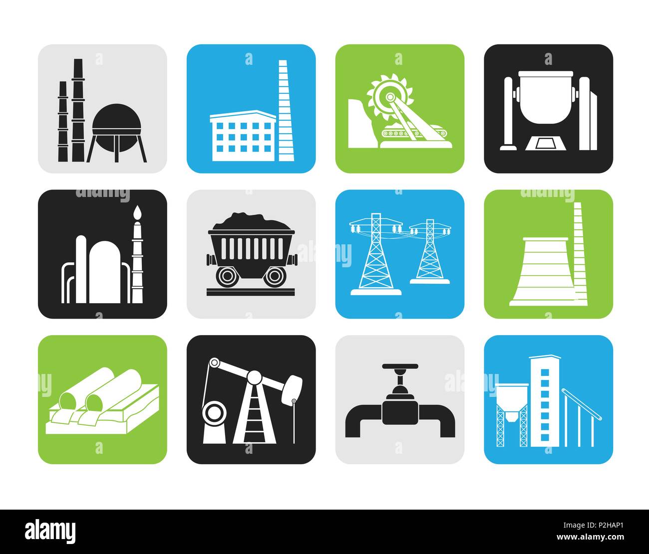 Silhouette Heavy industry icons - vector icon set Stock Vector Image ...
