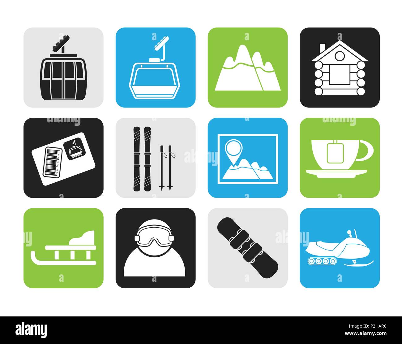 Silhouette Ski Track and sport icons - vector icon set Stock Vector ...