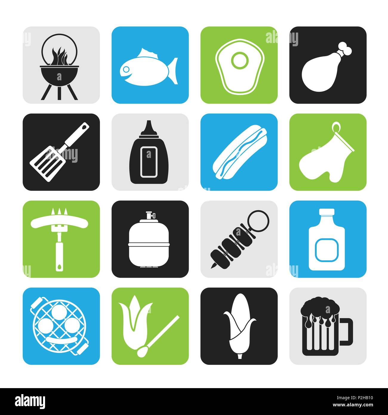 Silhouette Grilling and barbecue icons - vector icon set Stock Vector ...