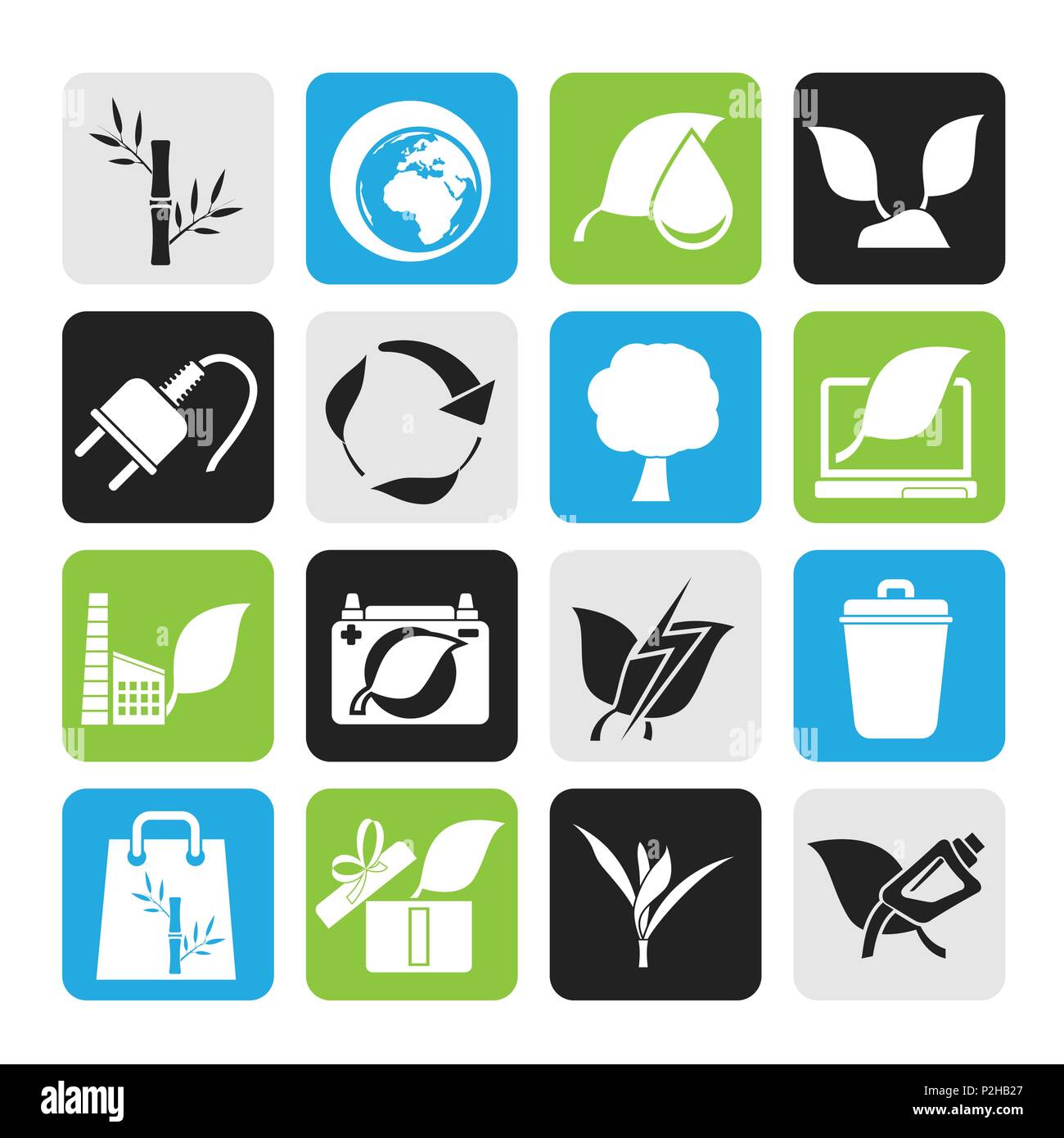Silhouette Environment and Conservation icons - vector icon set Stock ...