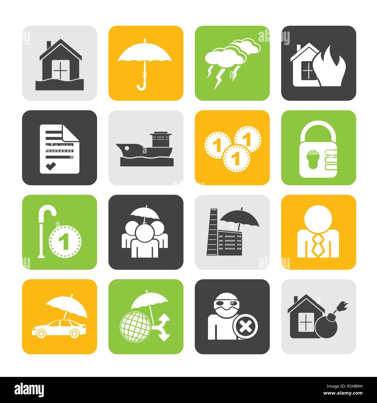 Silhouette Insurance and risk icons - vector icon set Stock Vector ...