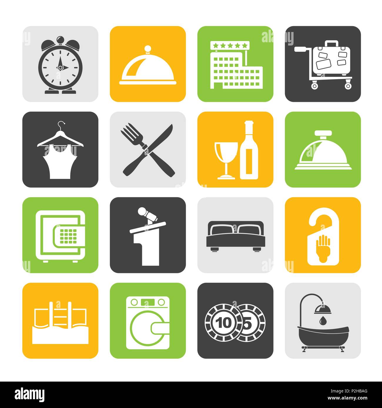 Silhouette Hotel and motel icons - Vector icon Set Stock Vector Image ...