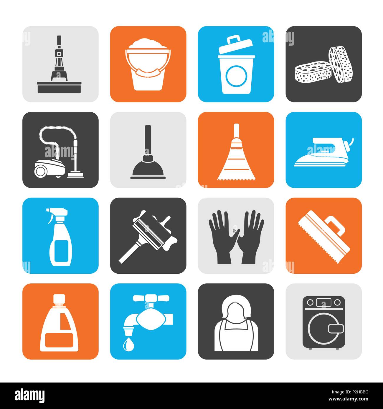 Silhouette Cleaning and hygiene icons - vector icon set Stock Vector ...