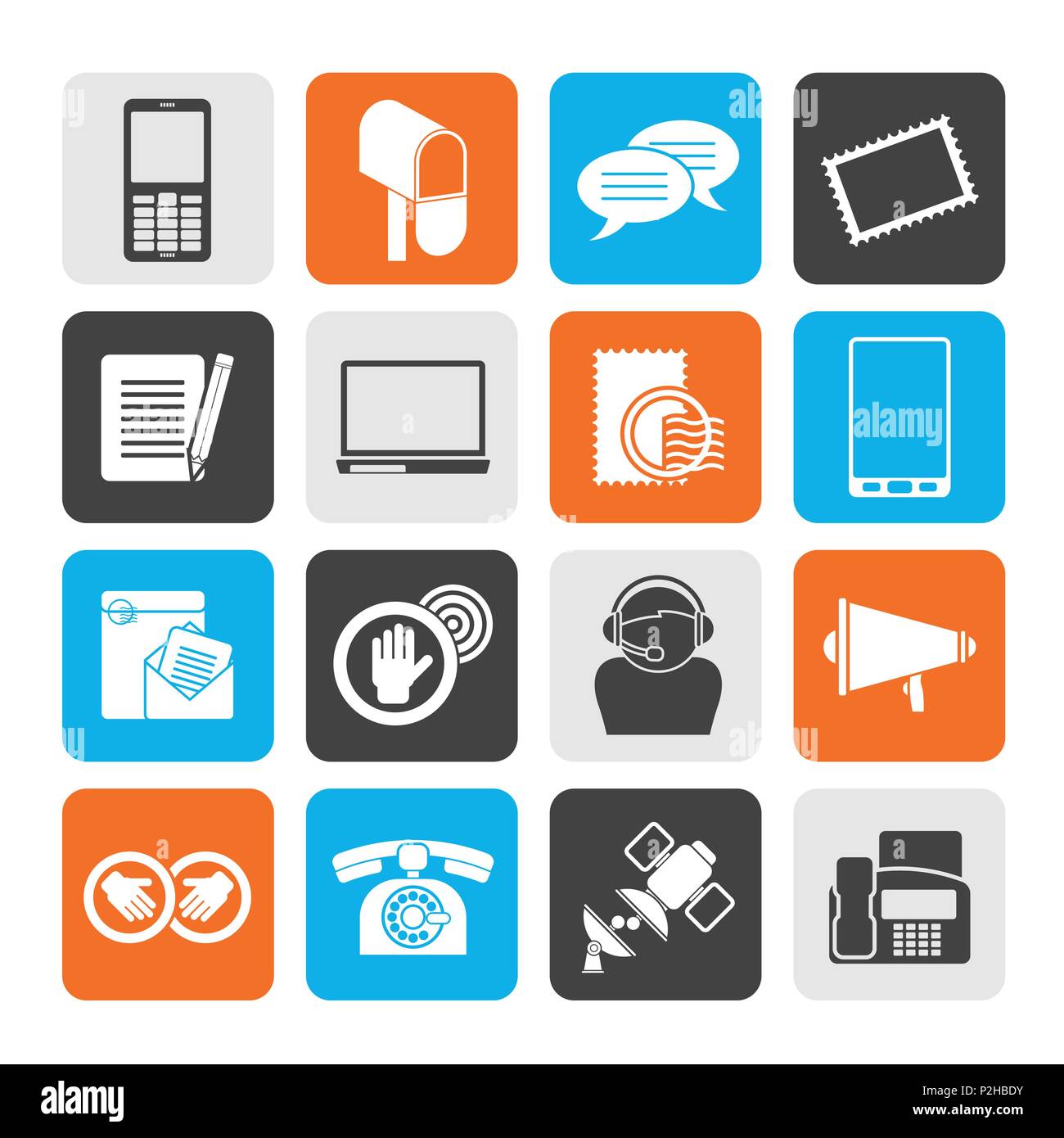 Silhouette Contact and communication icons - vector icon set Stock ...
