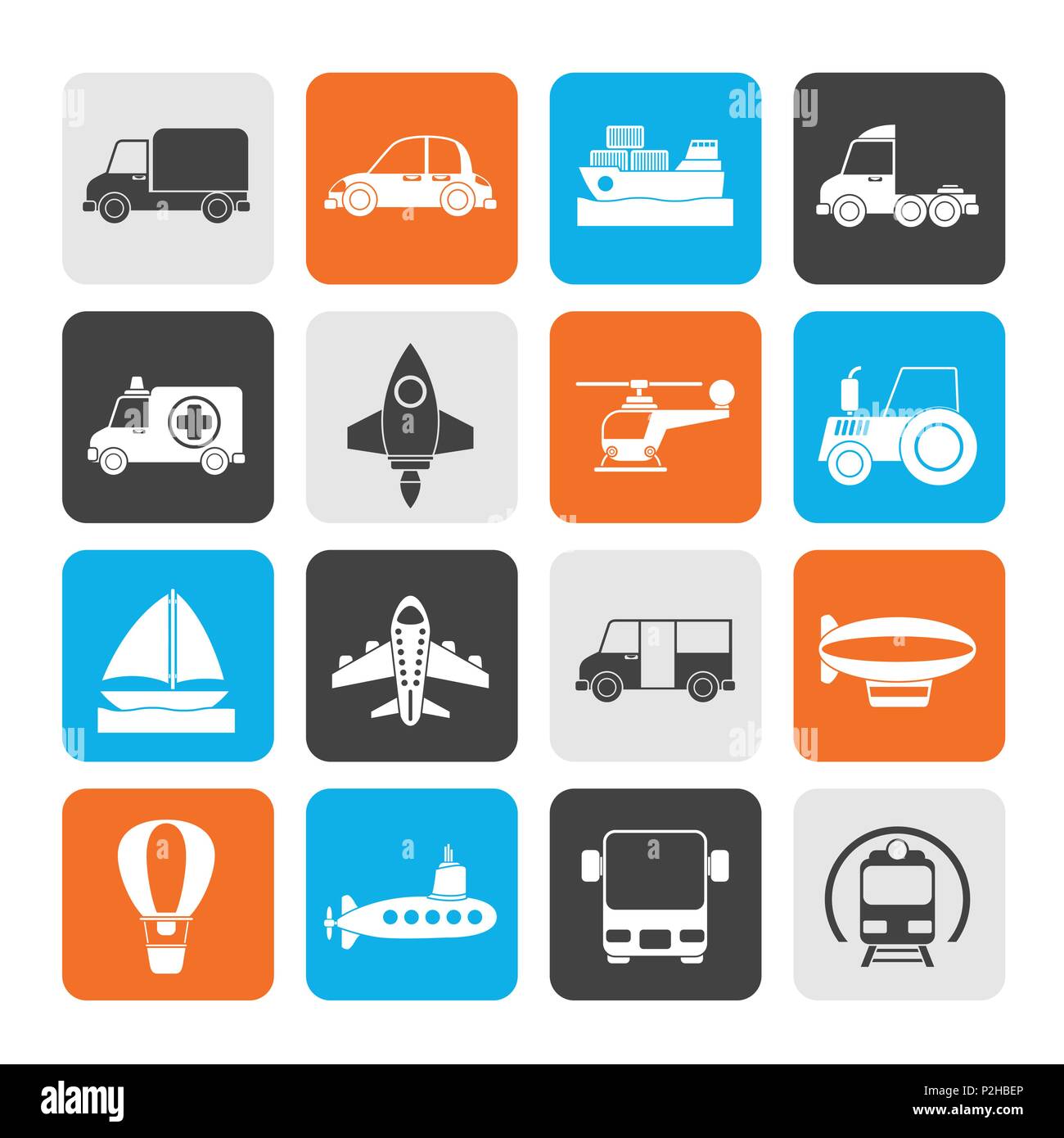 Silhouette Different kind of transportation icons - vector icon set ...