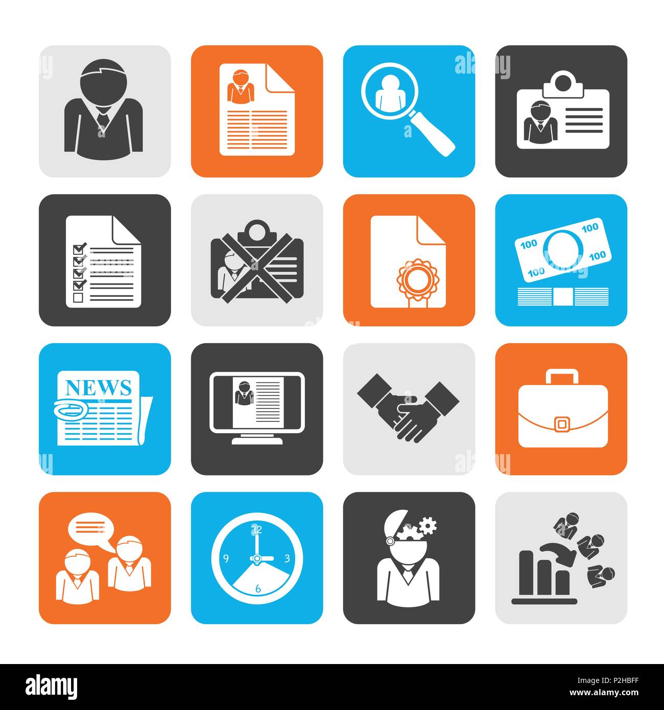 Silhouette Employment and jobs icons - vector icon set Stock Vector ...