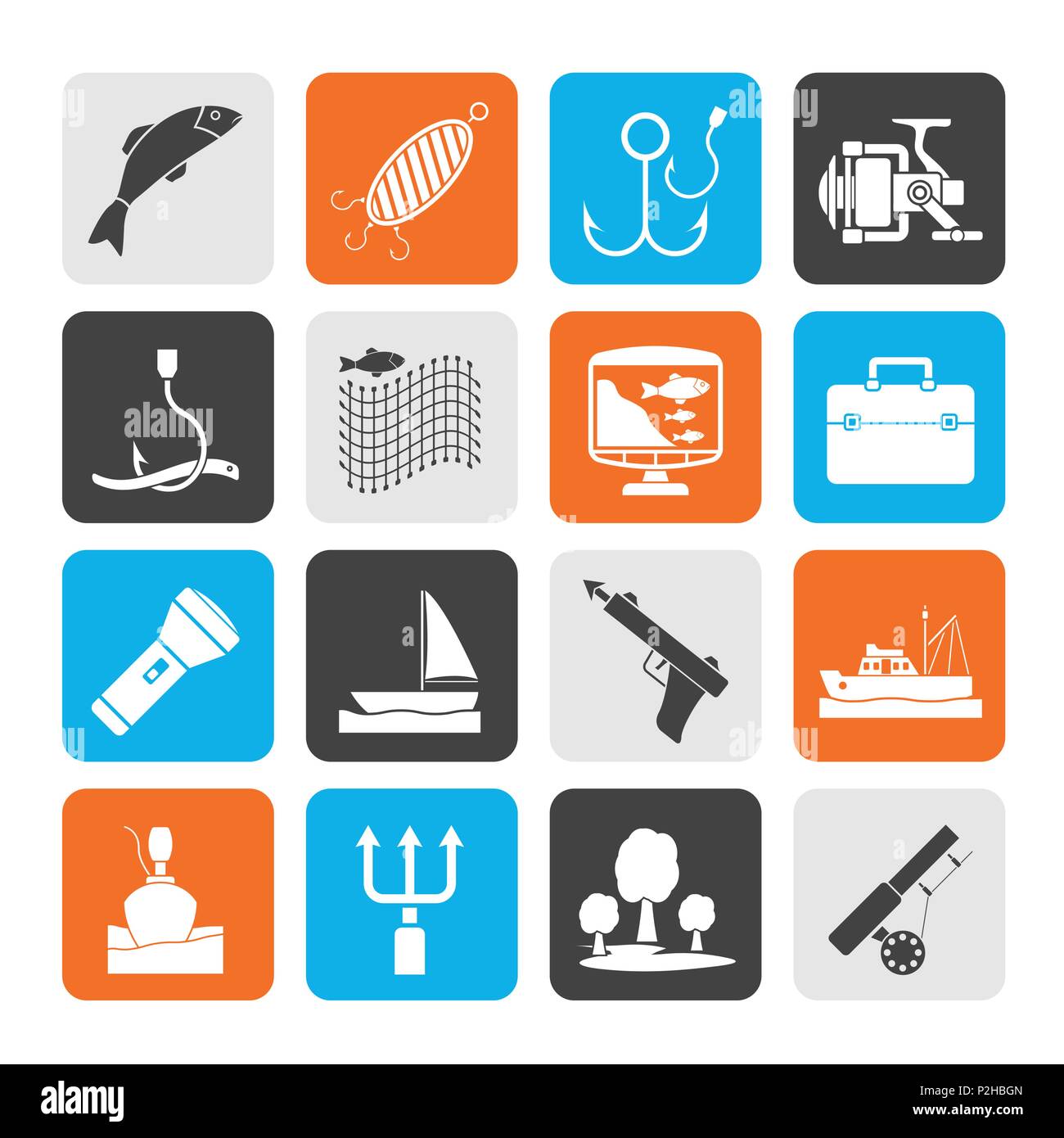 Silhouette Fishing industry icons - vector icon set Stock Vector Image ...