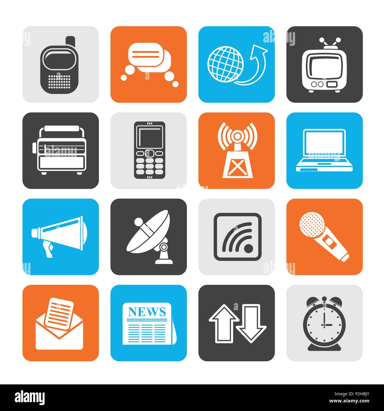 Silhouette Communication and connection icons - vector icon set Stock ...
