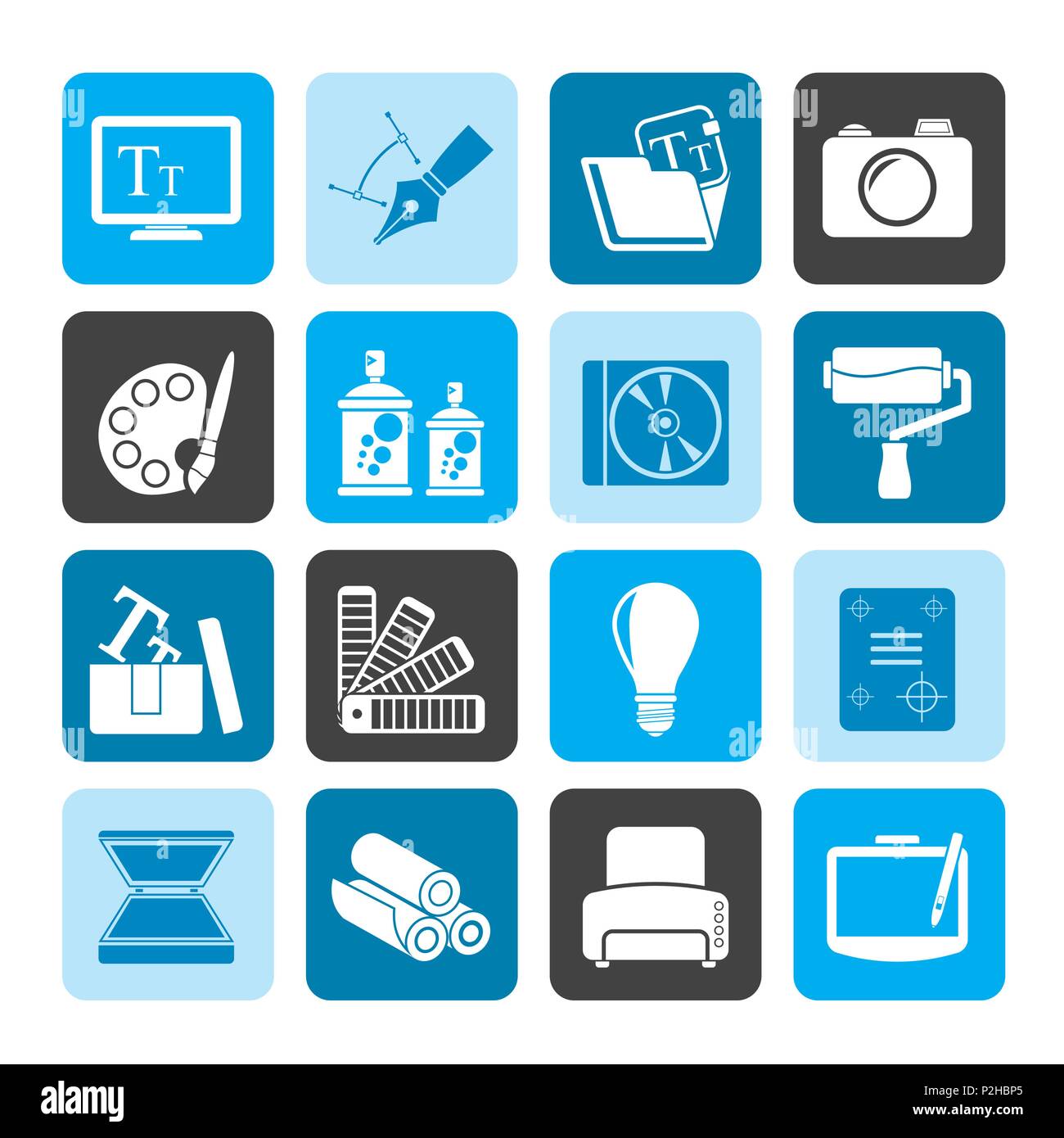 Silhouette Graphic and website design icons - vector icon set Stock ...