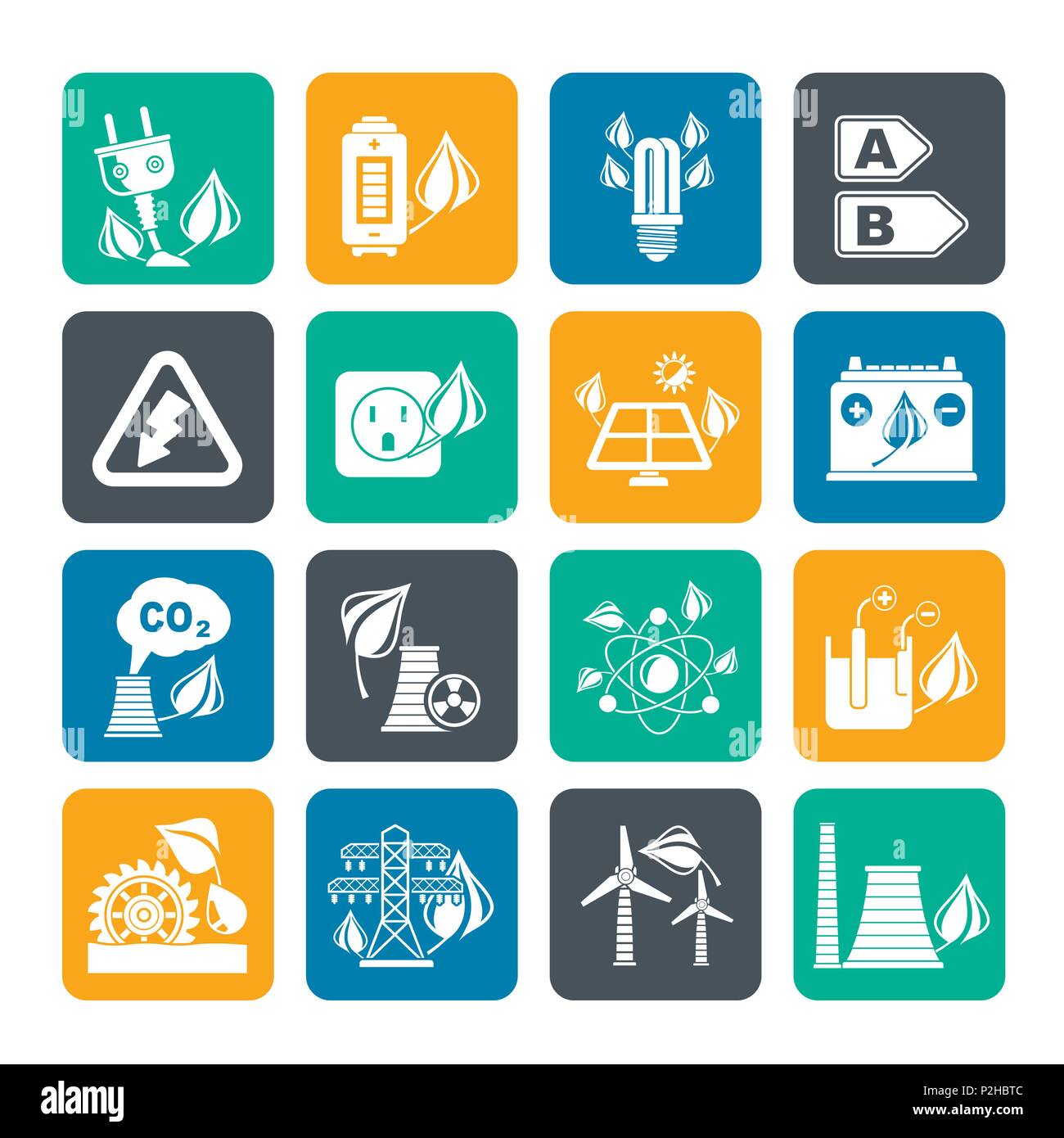 Silhouette Green energy and environment icons - vector icon set Stock ...