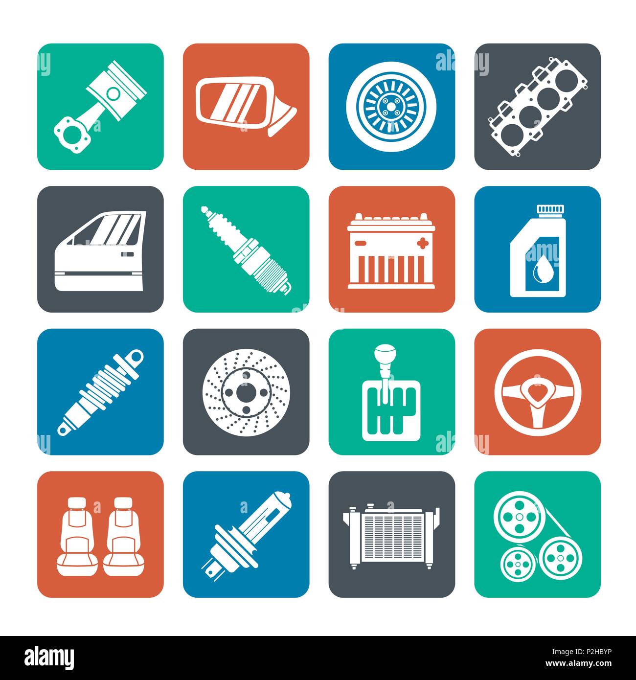 Silhouette Detailed car parts icons - vector icon set Stock Vector ...