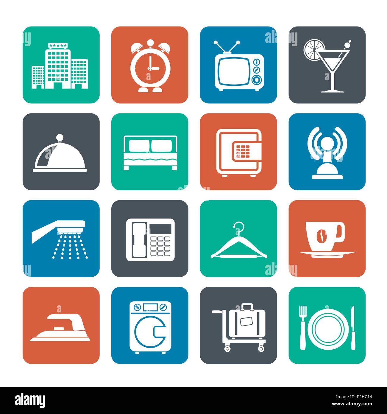 Silhouette Hotel, motel and travel icons - vector icon set Stock Vector ...