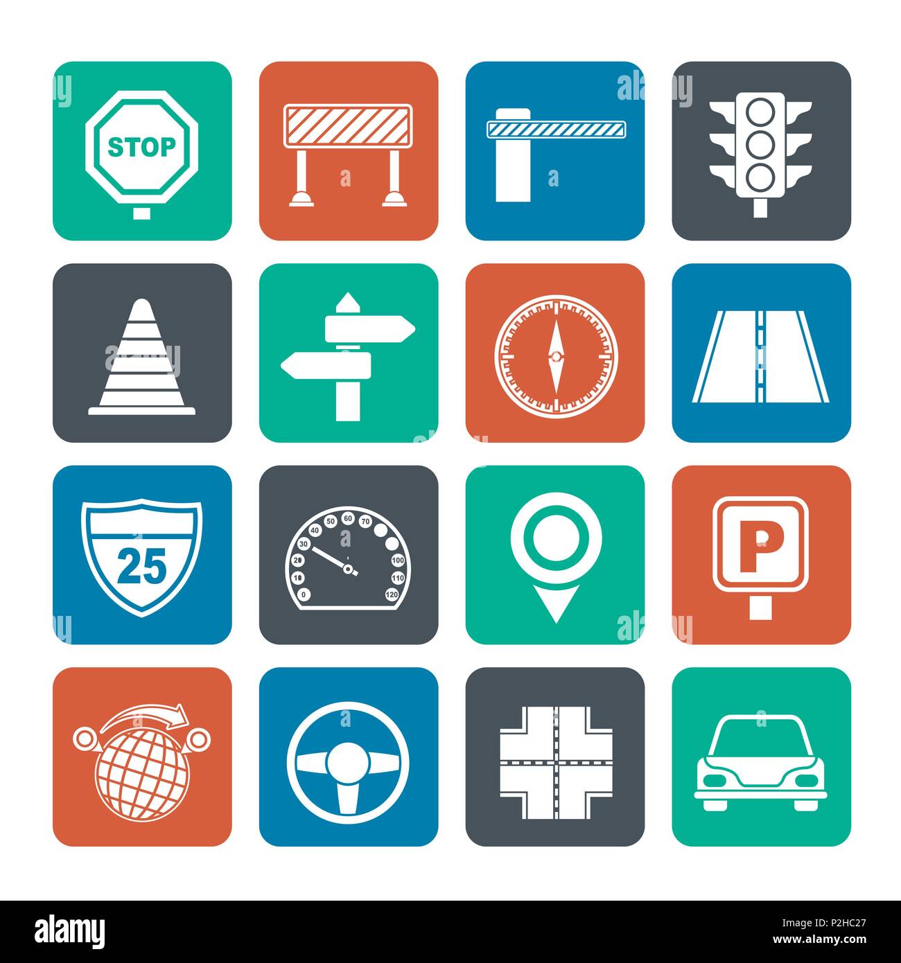 Set traffic signs traffic lights hi-res stock photography and images ...