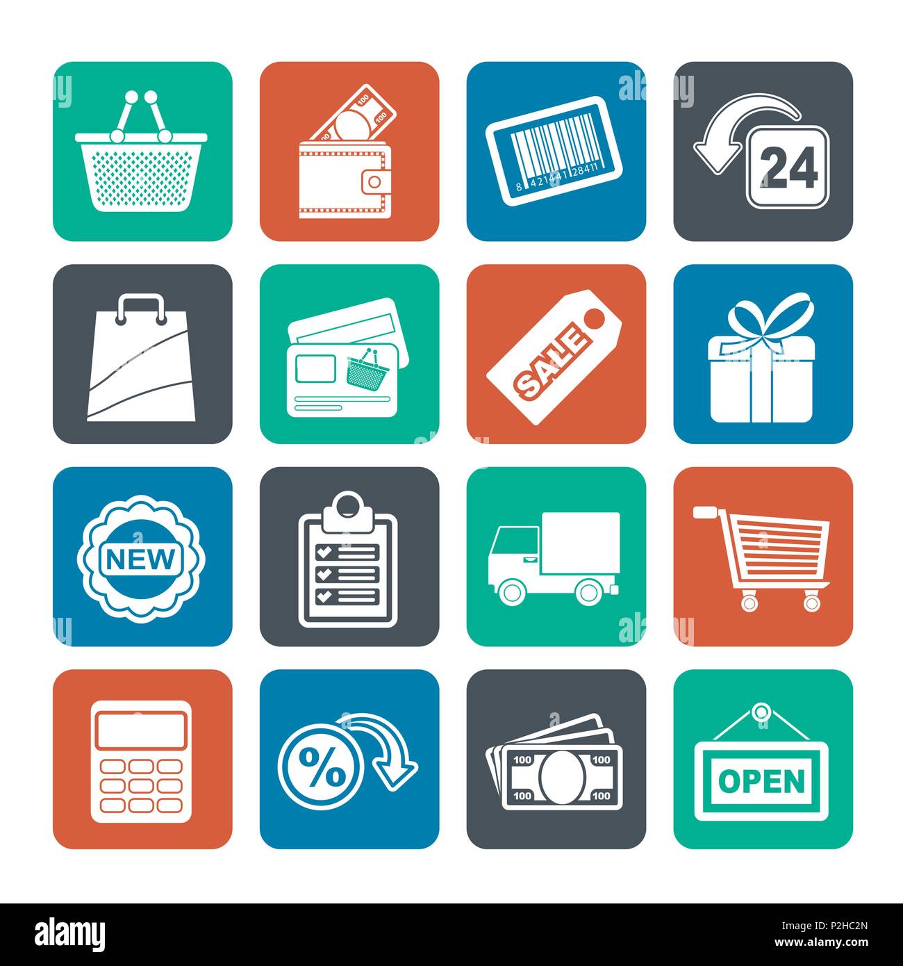 Silhouette shopping and retail icons - vector icon set Stock Vector ...
