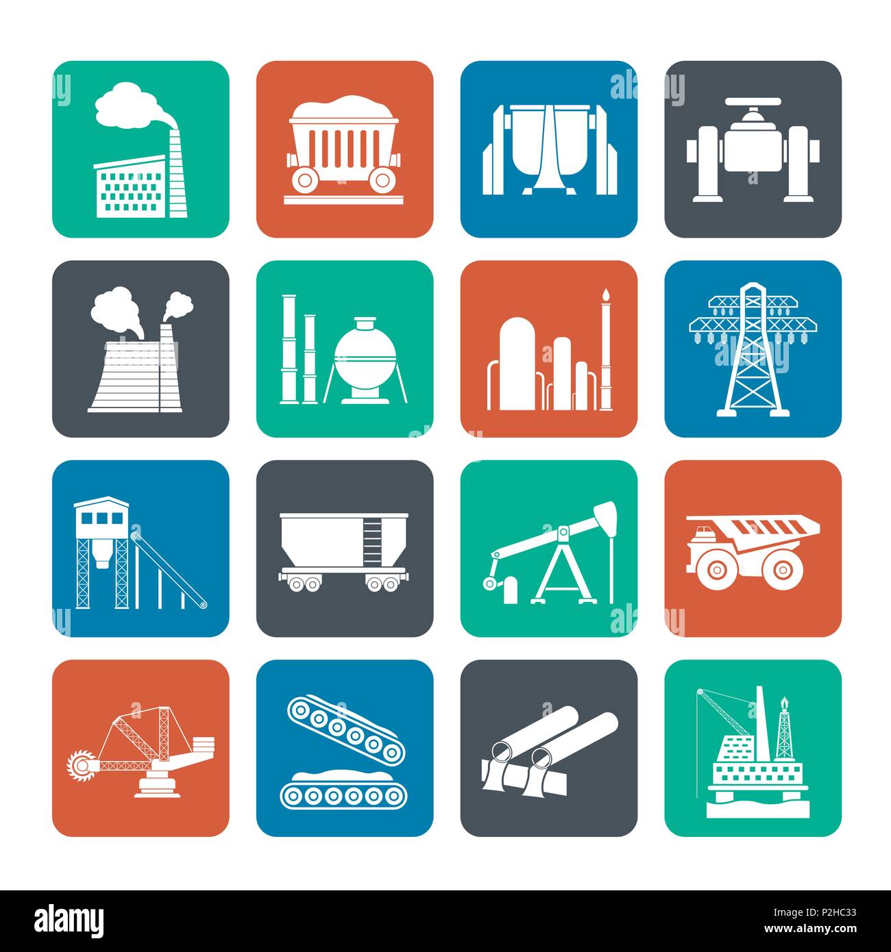 Silhouette Heavy industry icons - vector icon set Stock Vector Image ...