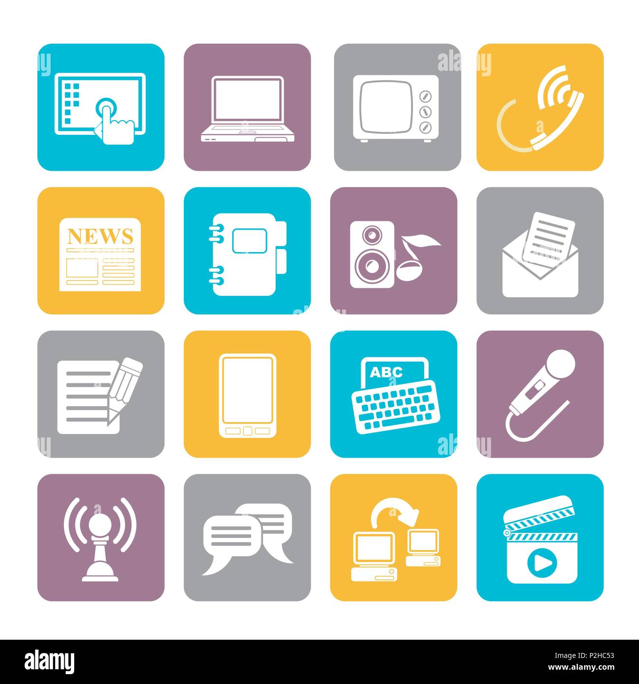 Silhouette Communication and connection icons - vector icon set Stock ...