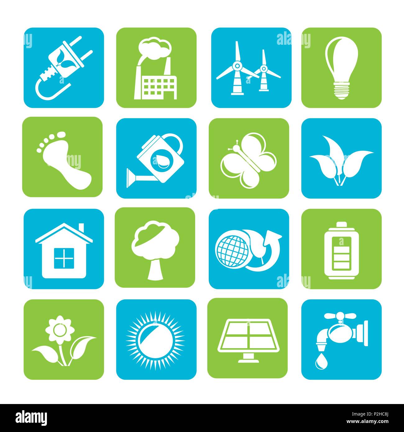 Silhouette Green, Ecology and environment icons - vector icon set Stock ...