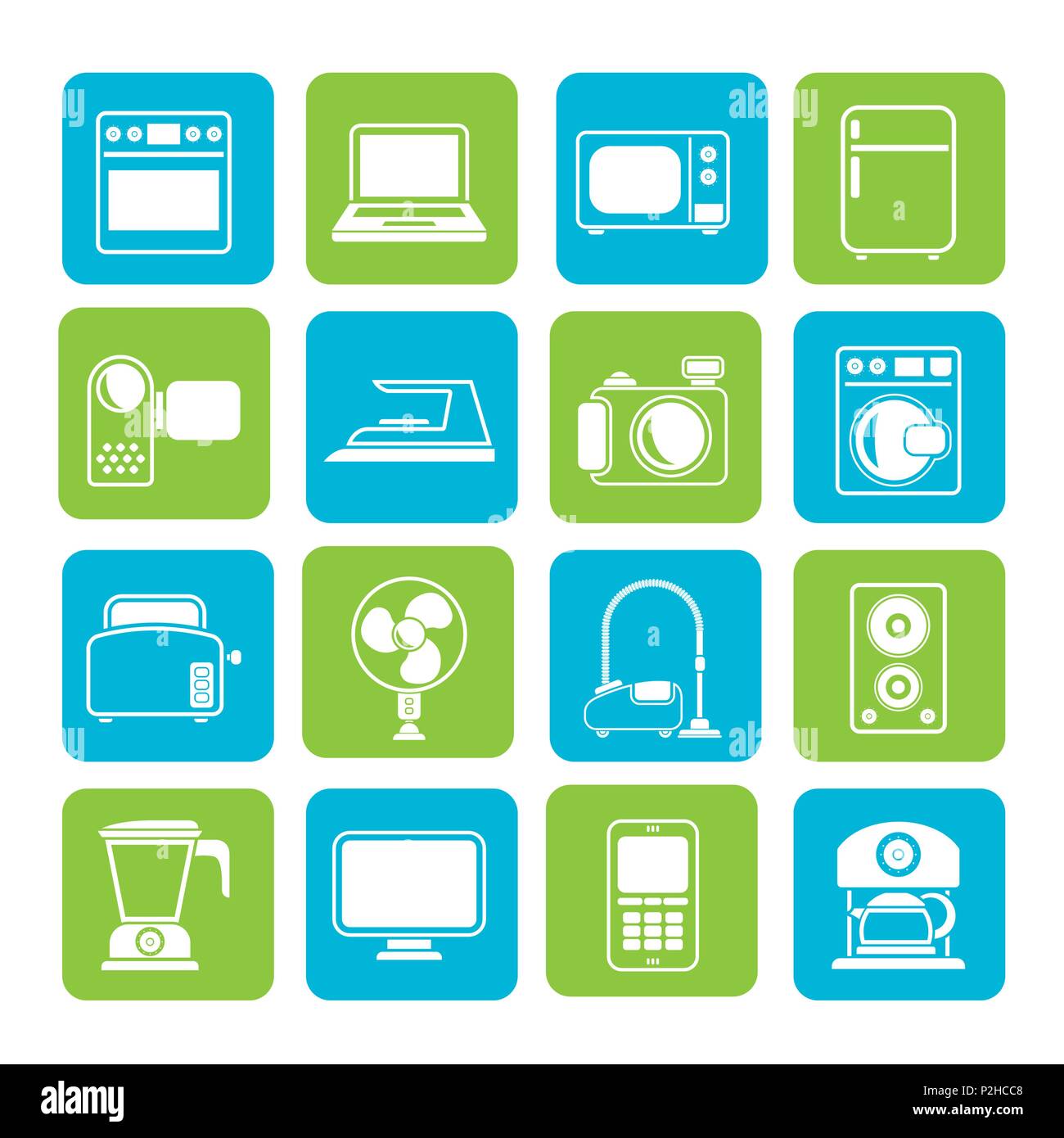 Silhouette household appliances and electronics icons - vector, icon set Stock Vector Image ...