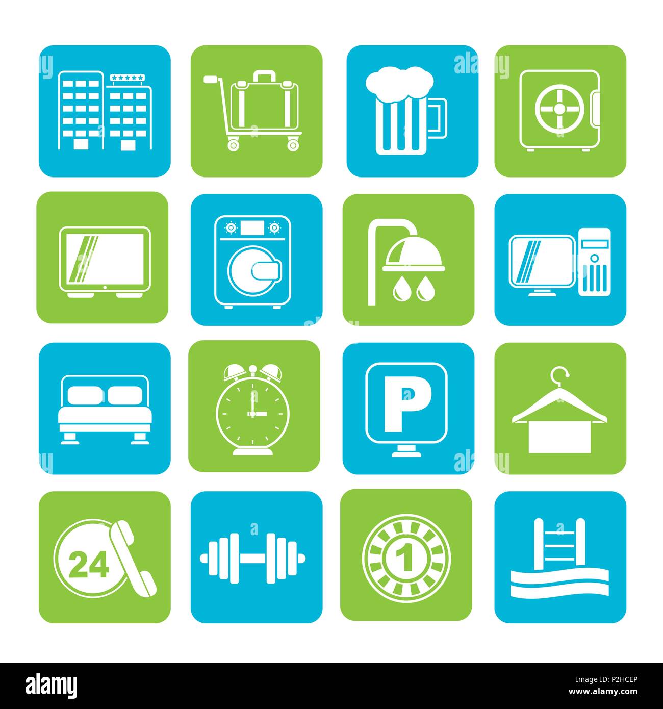 Silhouette Hotel and motel icons - Vector icon Set Stock Vector Image ...