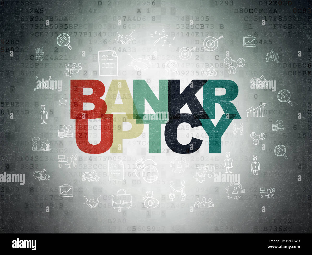 Business concept: Bankruptcy on Digital Data Paper background Stock ...