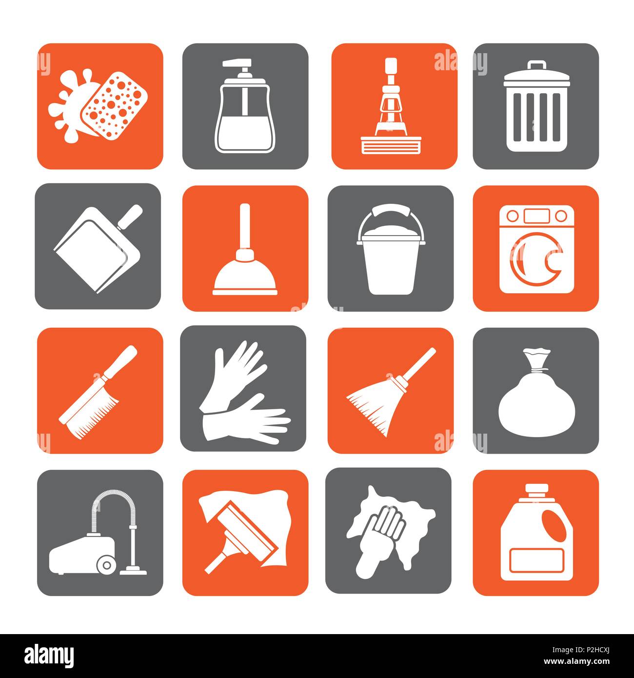 Silhouette Cleaning and hygiene icons - vector icon set Stock Vector ...