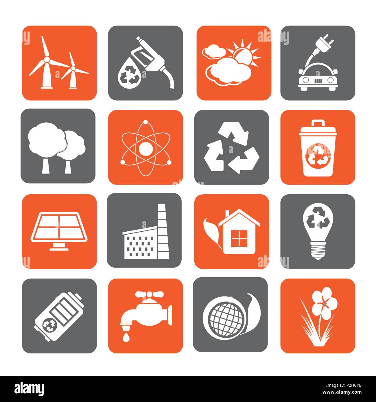 Silhouette Ecology, environment and recycling icons - vector icon set ...