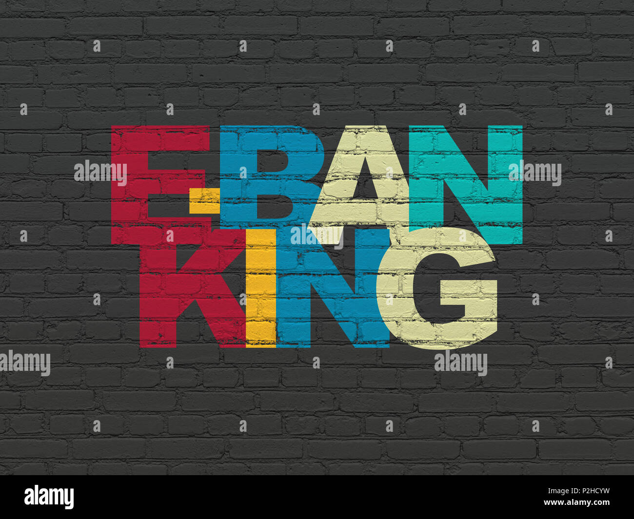 Finance concept: E-Banking on wall background Stock Photo - Alamy