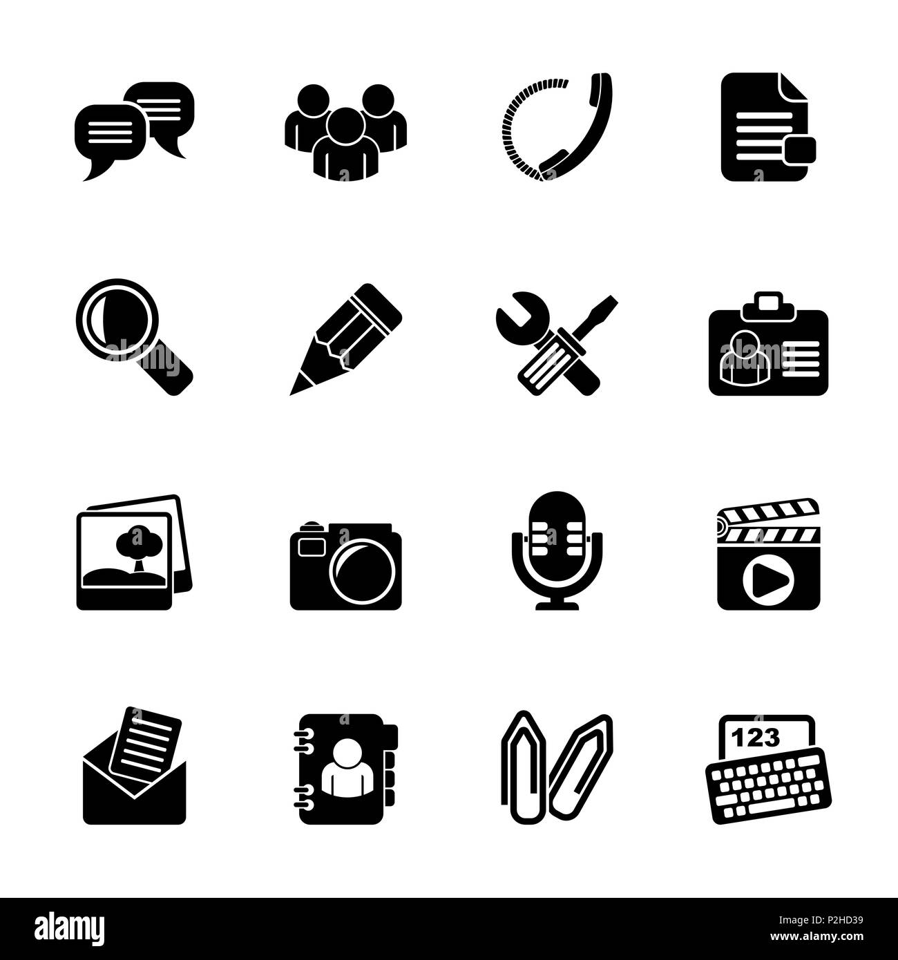 Silhouette Chat Application and communication Icons - vector icon set Stock Vector Image & Art ...