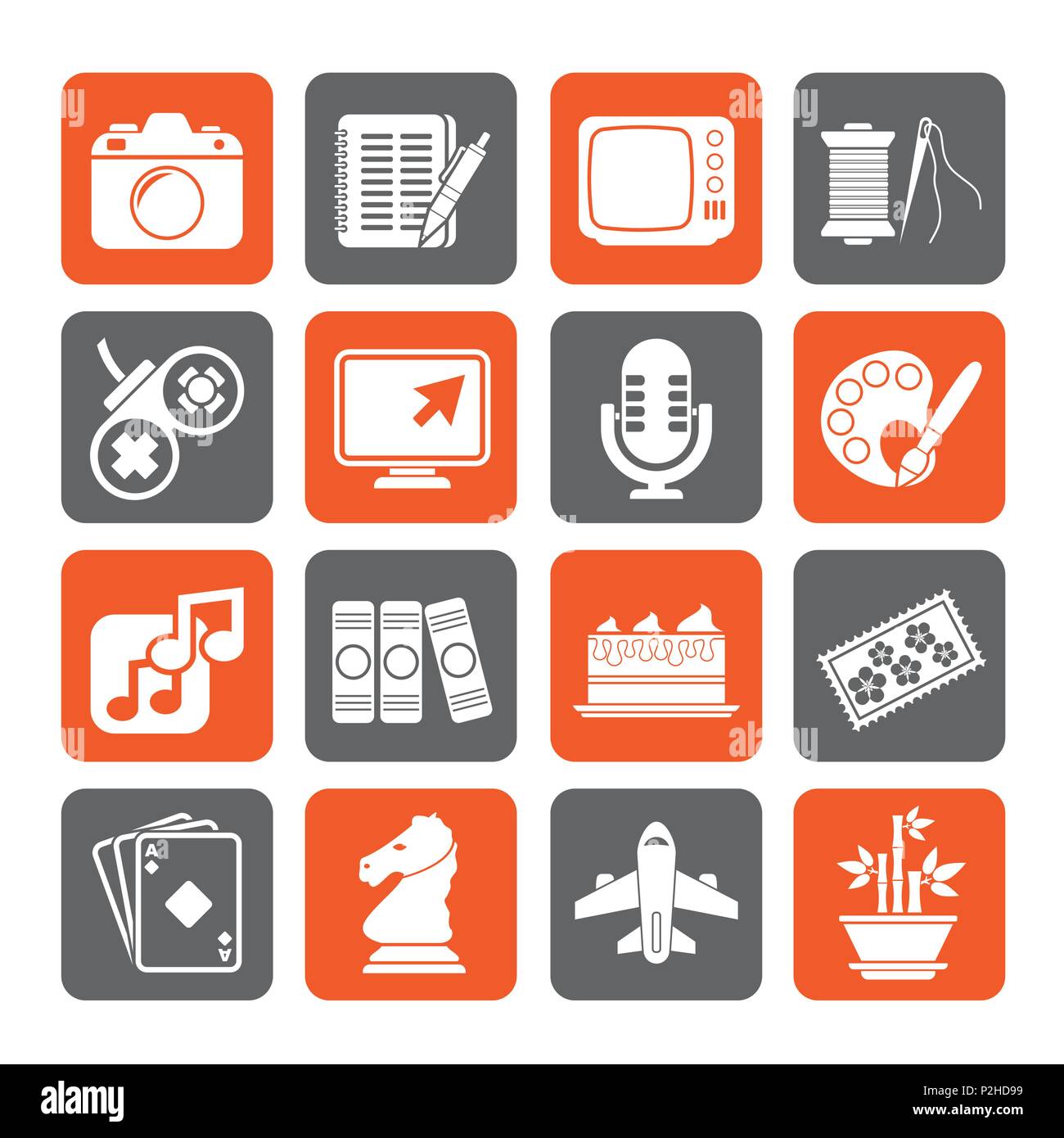 Silhouette Hobbies and leisure Icons - vector icon set Stock Vector ...