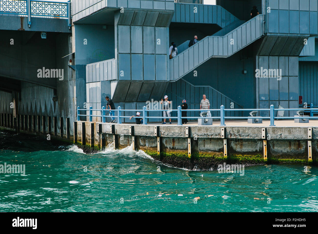 An observation deck or viewing platform under the Galata Bridge in ...