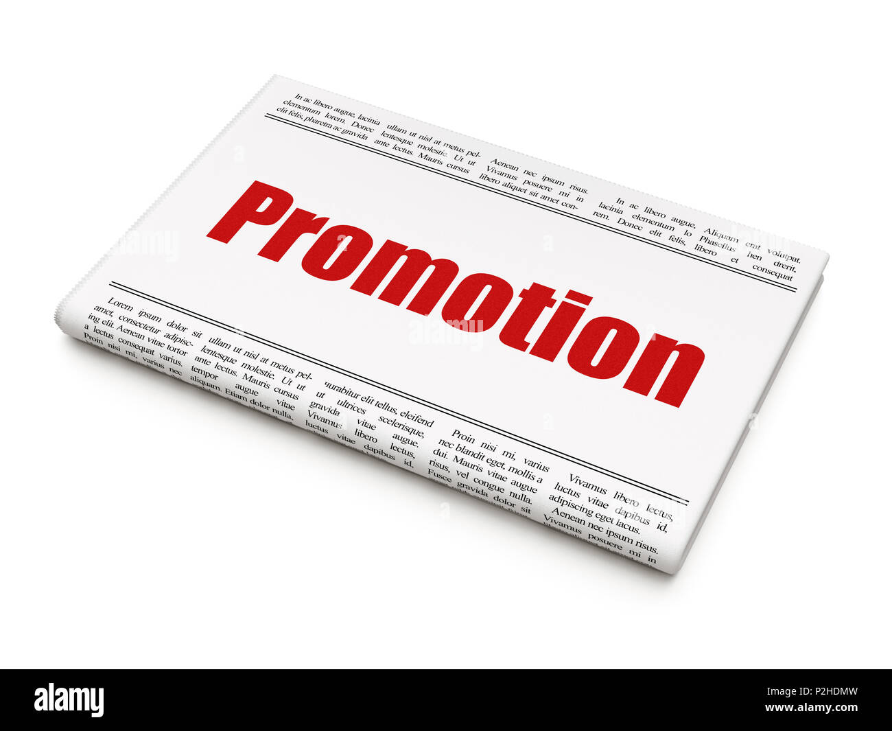 Advertising concept: newspaper headline Promotion Stock Photo - Alamy