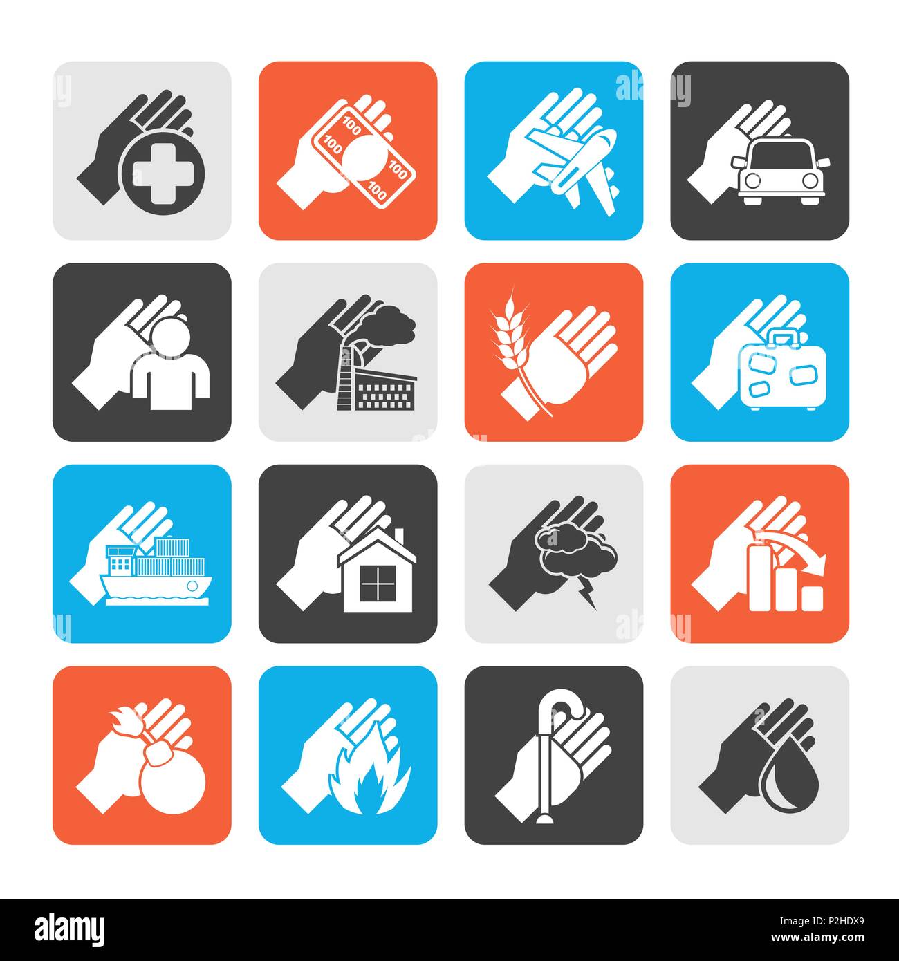 Silhouette Insurance and risk icons - vector icon set Stock Vector ...