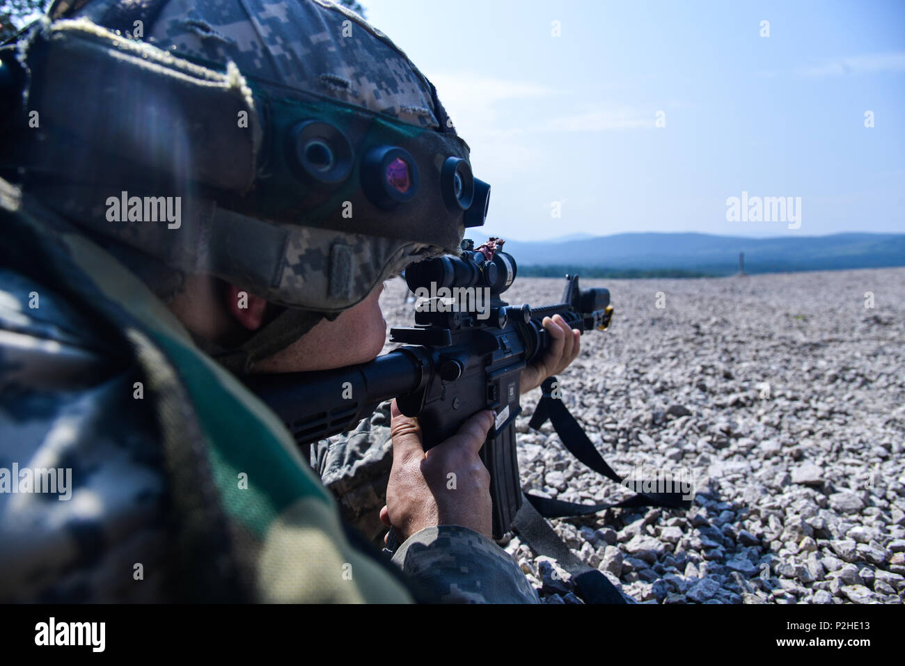A U.S. Army Soldier assigned to 2nd Battalion, 135th Infantry Regiment ...