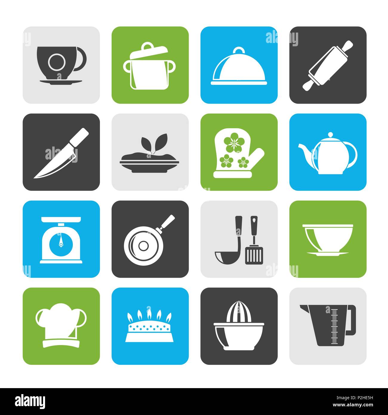 Silhouette Restaurant and kitchen items icons - vector icon set Stock ...